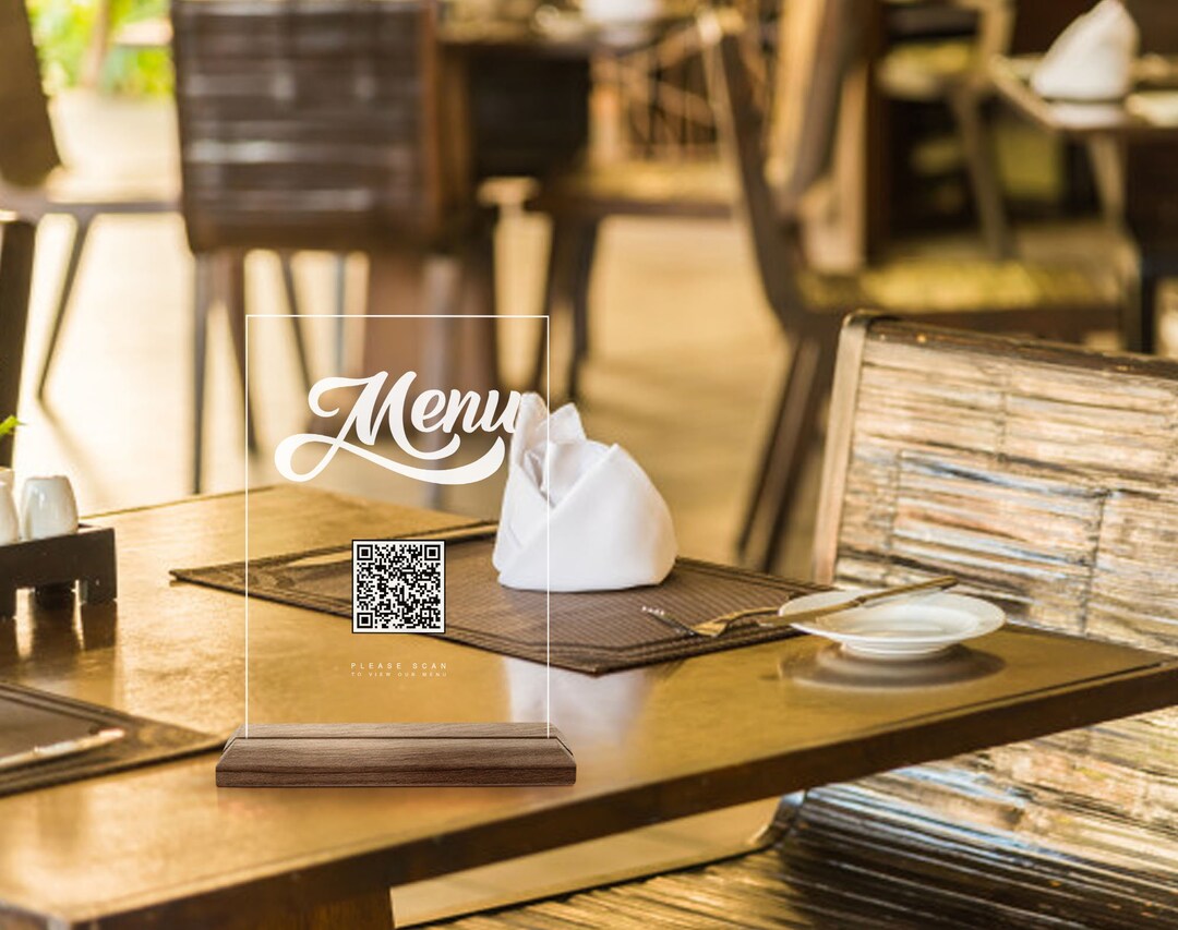 Custom Made QR Code Menu Sign, Custom Natural Wood and Acrylic ...