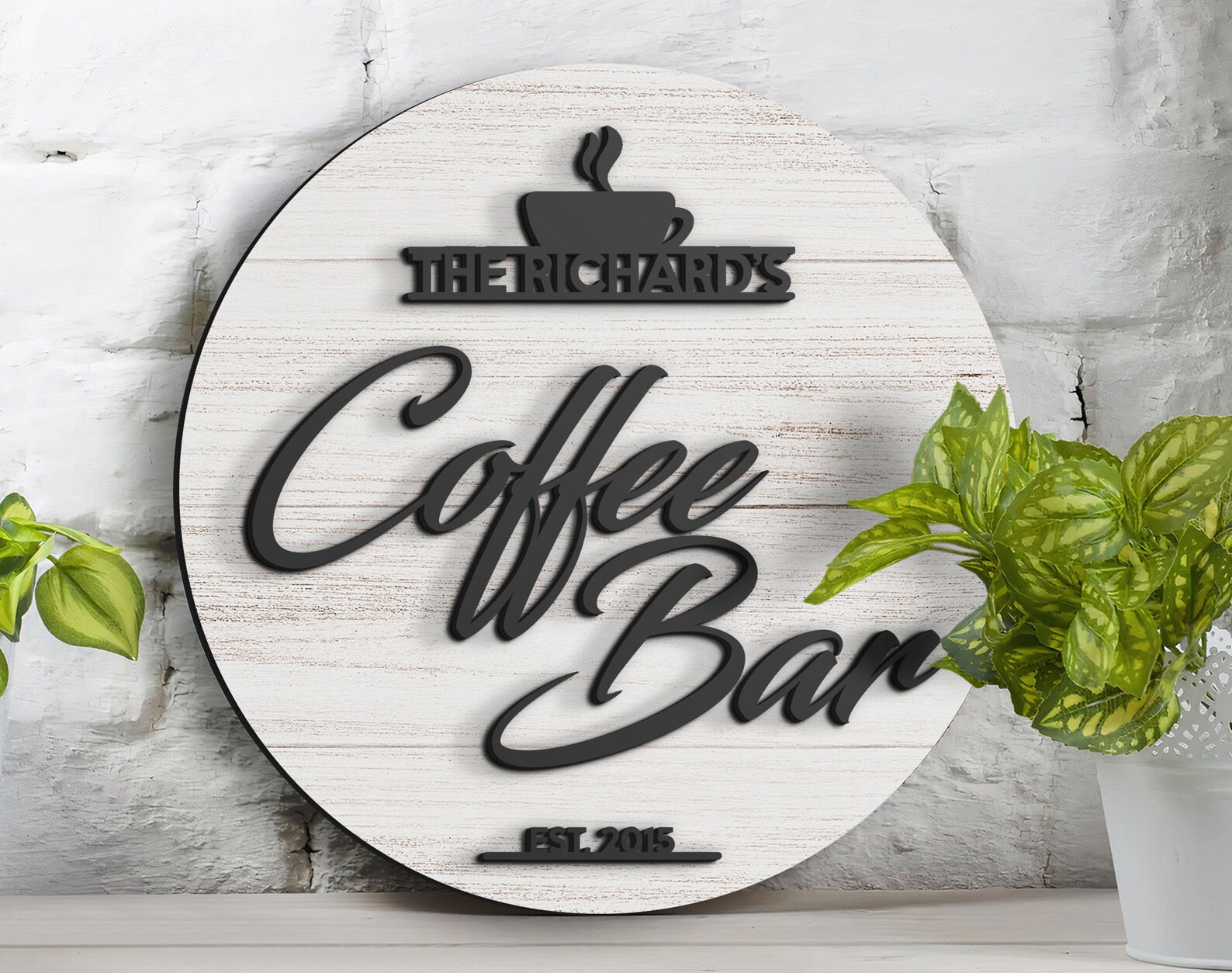 Personalized Coffee Bar Coffee Shop Sign Round Wooden Sign - Etsy