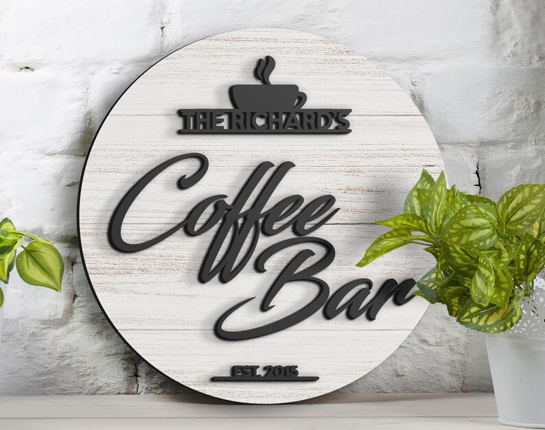 Personalized Coffee Bar Coffee Shop Sign Round Wooden Sign - Etsy
