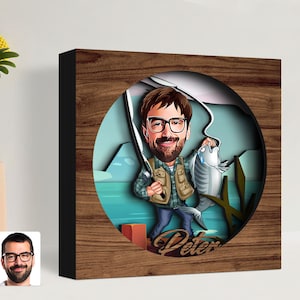 Personalized Fisherman 3D Handcrafted Six Layered Wooden Shadow Box ...