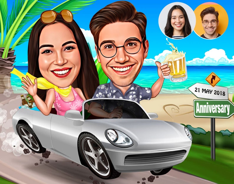 Custom Cartoon Drawing Cartoon Couple Custom Portrait - Etsy