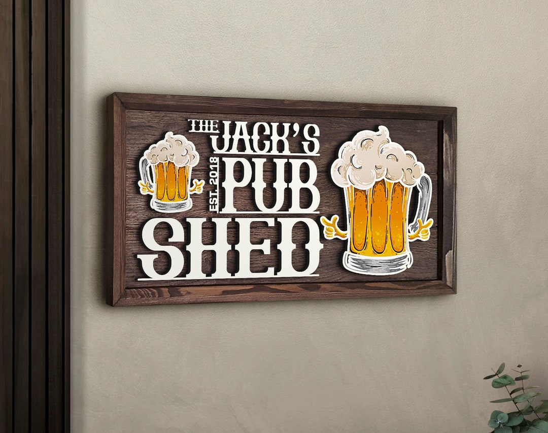 Personalized Handmade Oak Tree Bar Sign, Custom Wood Bar Sign, Bar and ...
