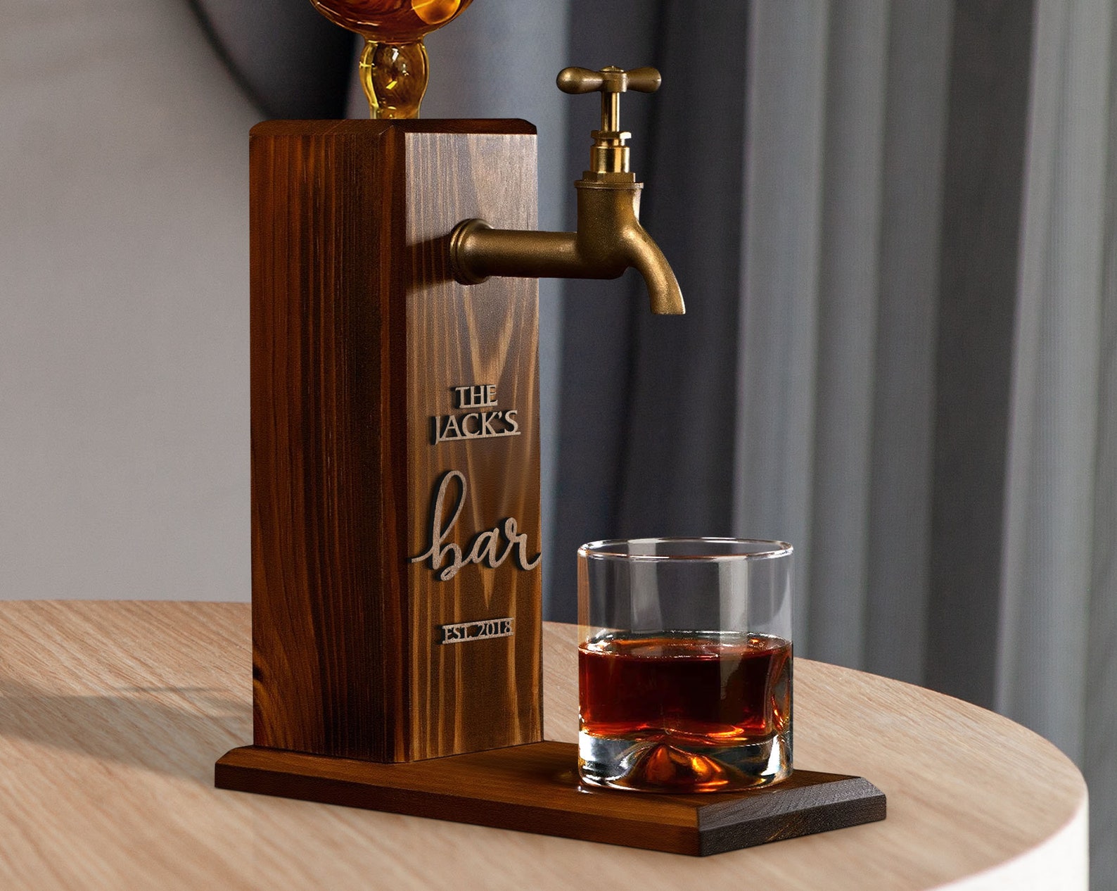 4 Units Personalized Embossed Named Wooden Whiskey Dispensers for Bar ...
