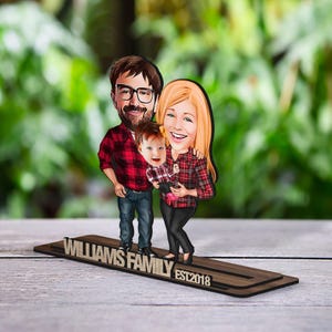 Personalized 3D Wooden Cartooned Family Figurine Trinket, Custom ...