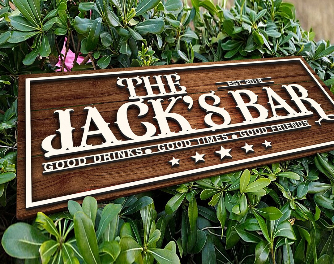 Custom Natural Wood Bar Sign, Personalized Pub Sign, Whiskey Bar Sign ...
