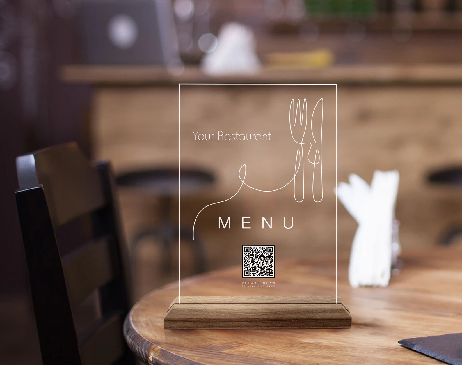 Custom Made QR Code Menu Sign Custom Natural Wood and Acrylic - Etsy