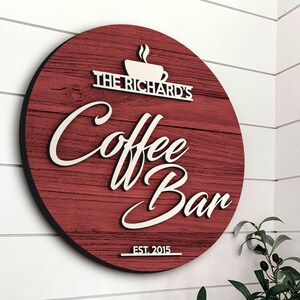 Personalized Coffee Bar Coffee Shop Sign Round Wooden Sign - Etsy