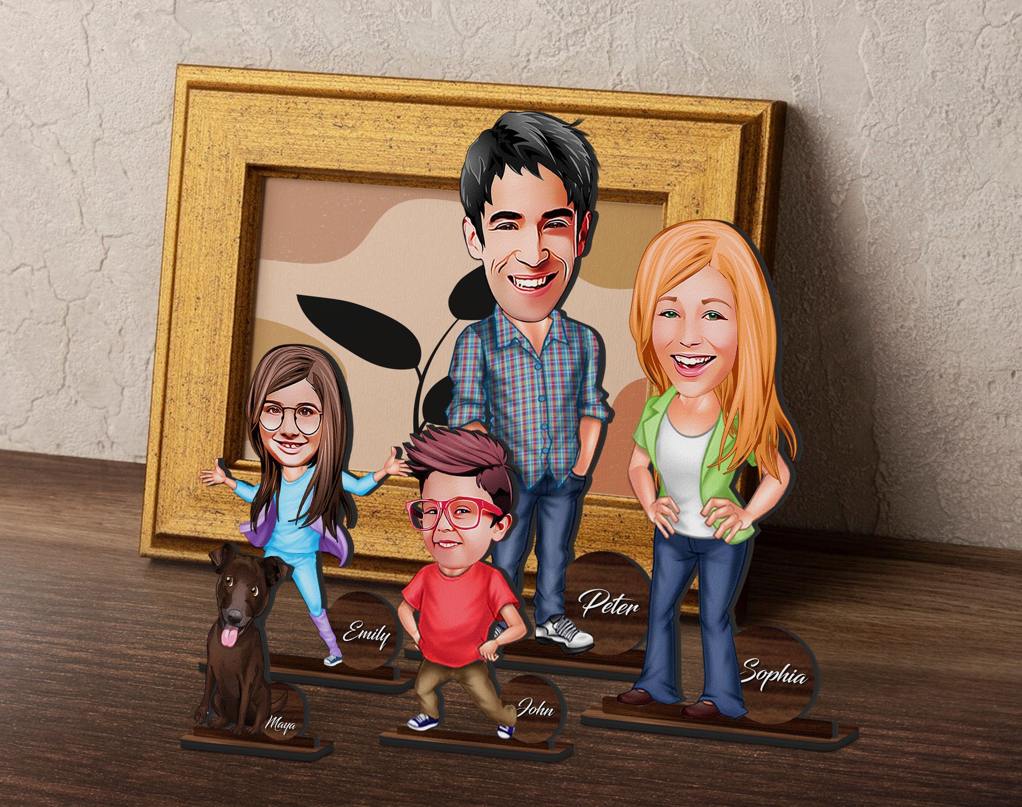 Personalized Wooden Cartoon Family Trinket Set Wooden Family - Etsy