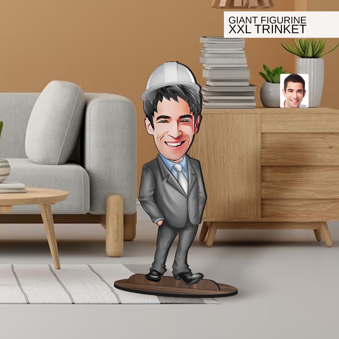 Personalized 3D Wooden Cartoon Engineer Oversized Figurine Trinket ...