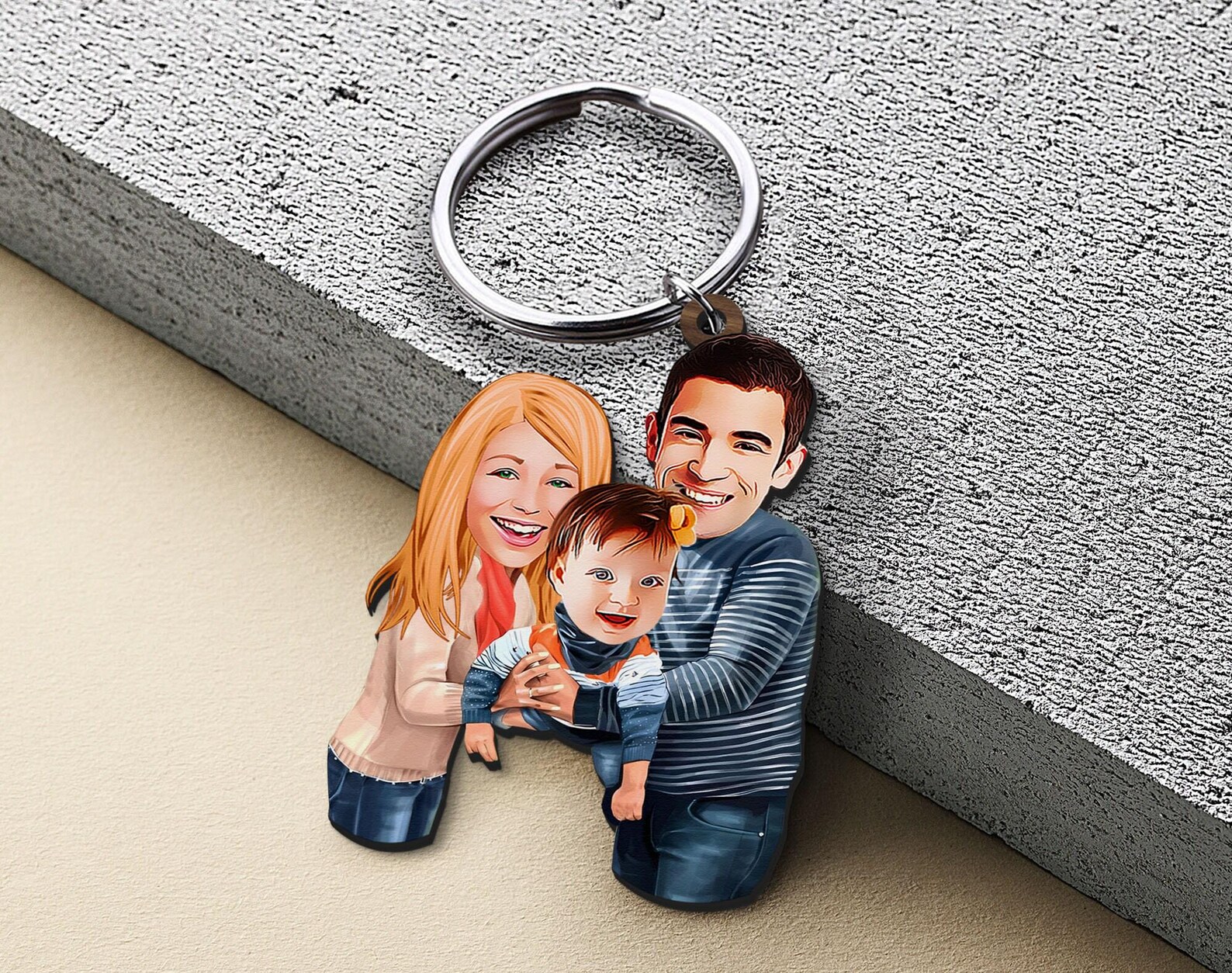 Keychain With Personalized Family Caricature, Birthday Gift, Custom ...