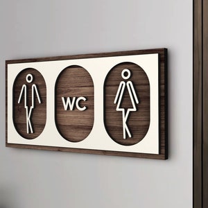 Restroom Door Sign, Men Women WC, Toilet Entrance, Restaurant Sign ...