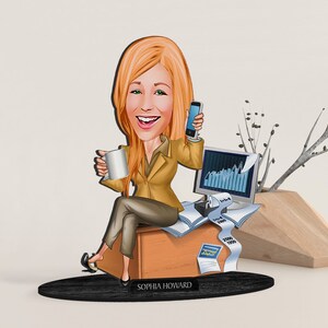 Personalized 3D Wooden Cartooned Accountant Figurine Trinket, Custom ...