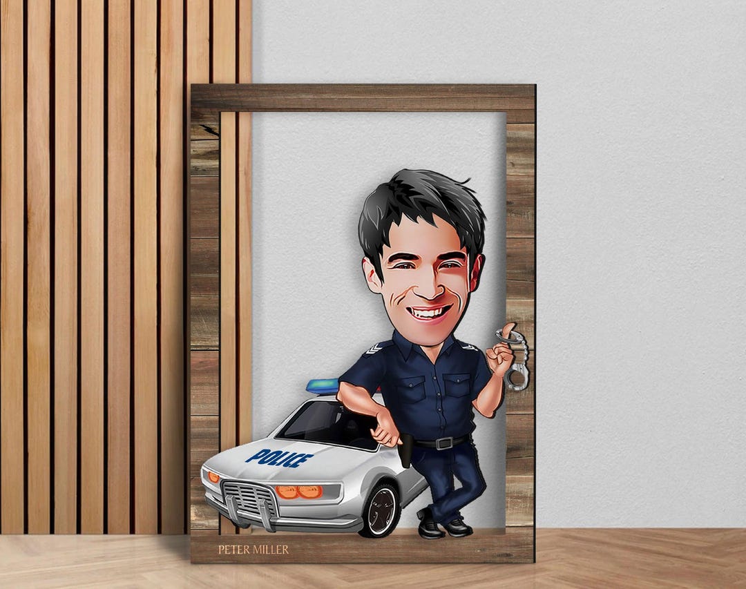 Personalized 3D Wooden Cartooned Police Officer Wall Art, Custom ...
