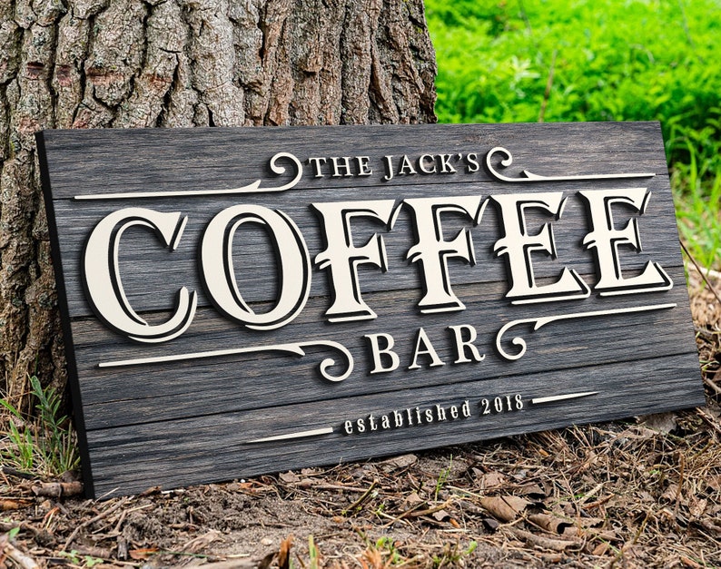Personalized Coffee Bar Sign Wooden Sign Gift Custom Wood - Etsy