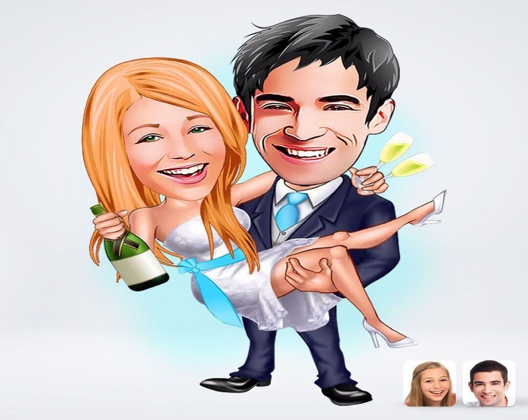 Personalized Get Married Drawing / Wedding Cartoon Drawing / Get ...