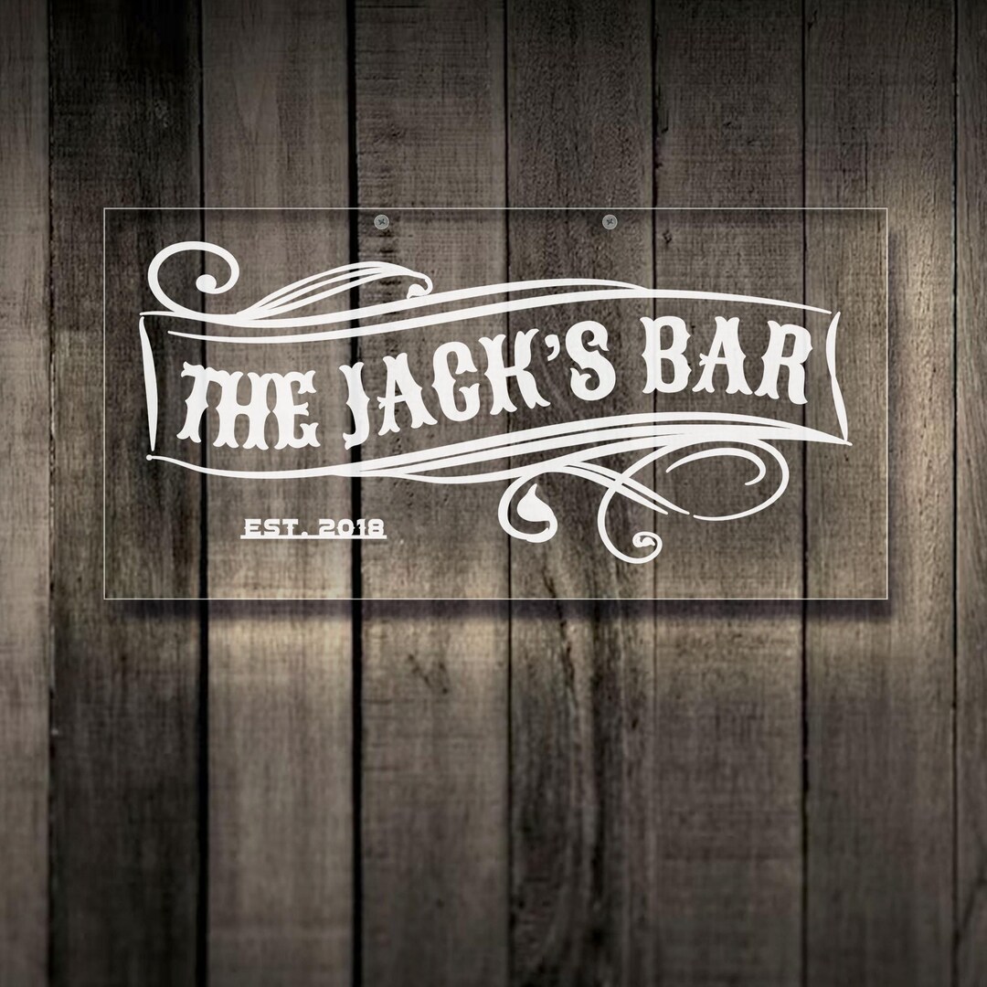 Personalized Clear Acrylic Bar Sign, Custom Bar Sign, Beer Pub, Man Cave, Pub Shed Sign, Bar ...