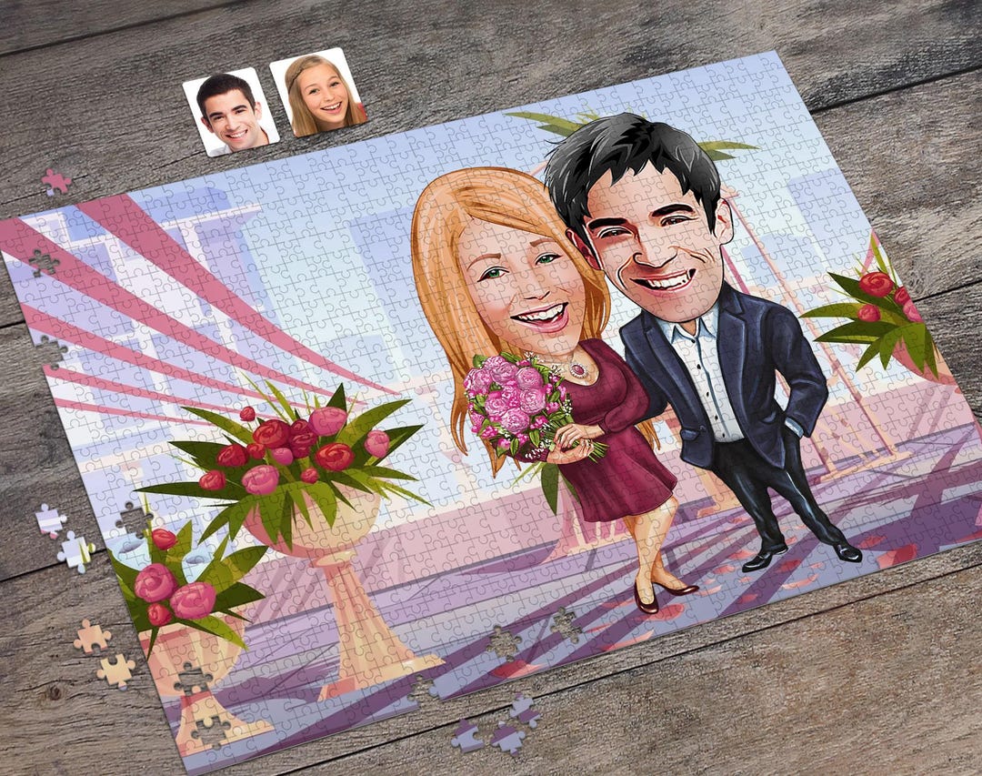 Personalized 1000 Pieces Cartoon Couple Jigsaw Puzzle, Custom Jigsaw ...
