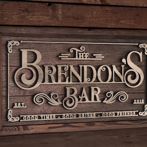 Personalized Handmade Oak Tree Bar Sign, Custom Wood Bar Sign, Bar and ...