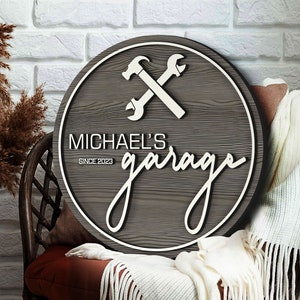 Personalized Name Garage Sign, Housewarming Gift, Custom Garage Wood ...