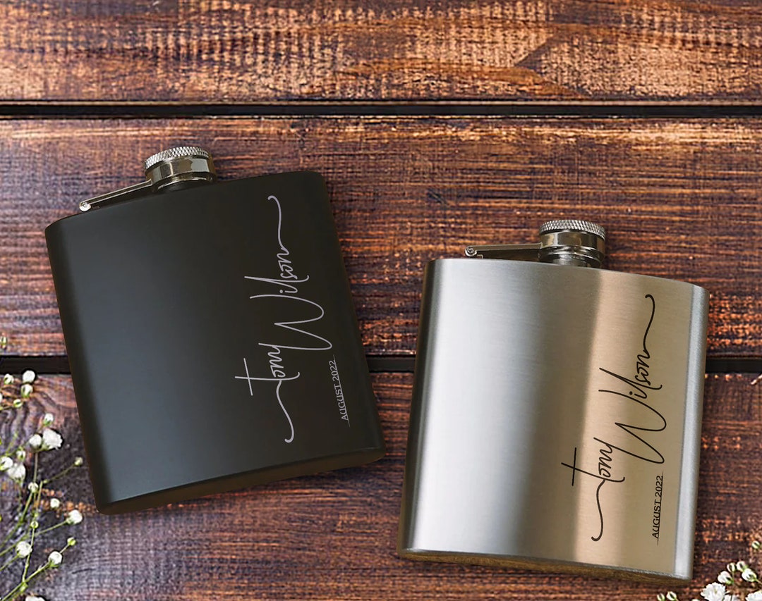Personalized Laser Engraved Steel Hip Flask, Custom 6oz Hip Flask ...