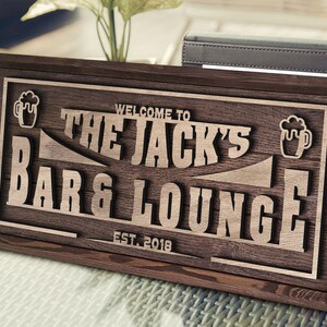 Personalized Handmade Oak Tree Bar Sign, Custom Wood Bar Sign, Bar and ...