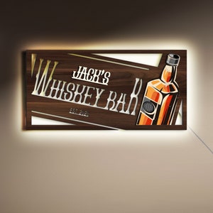 Personalized LED Light Wooden Bar Sign, Custom Embossed Wood Bar Sign ...