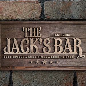 Personalized Handmade Oak Tree Bar Sign, Custom Wood Bar Sign, Bar and ...