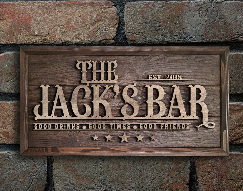 Personalized Handmade Oak Tree Bar Sign Custom Wood Bar Sign - Etsy