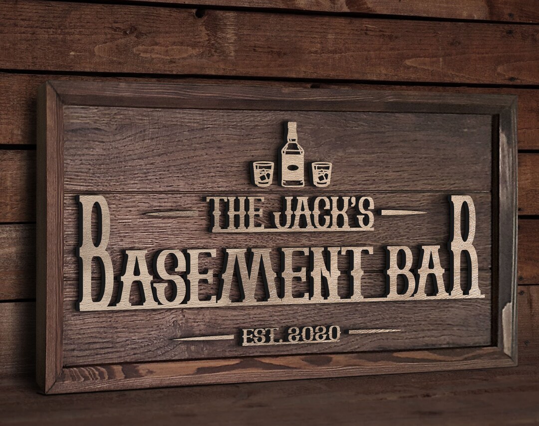 Personalized Handmade Oak Tree Bar Sign Custom Wood Bar Sign - Etsy