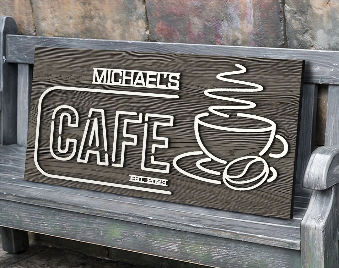 Personalized 3D Wooden Cafe Bar Sign, Custom Wood Sign, Coffee Shop ...