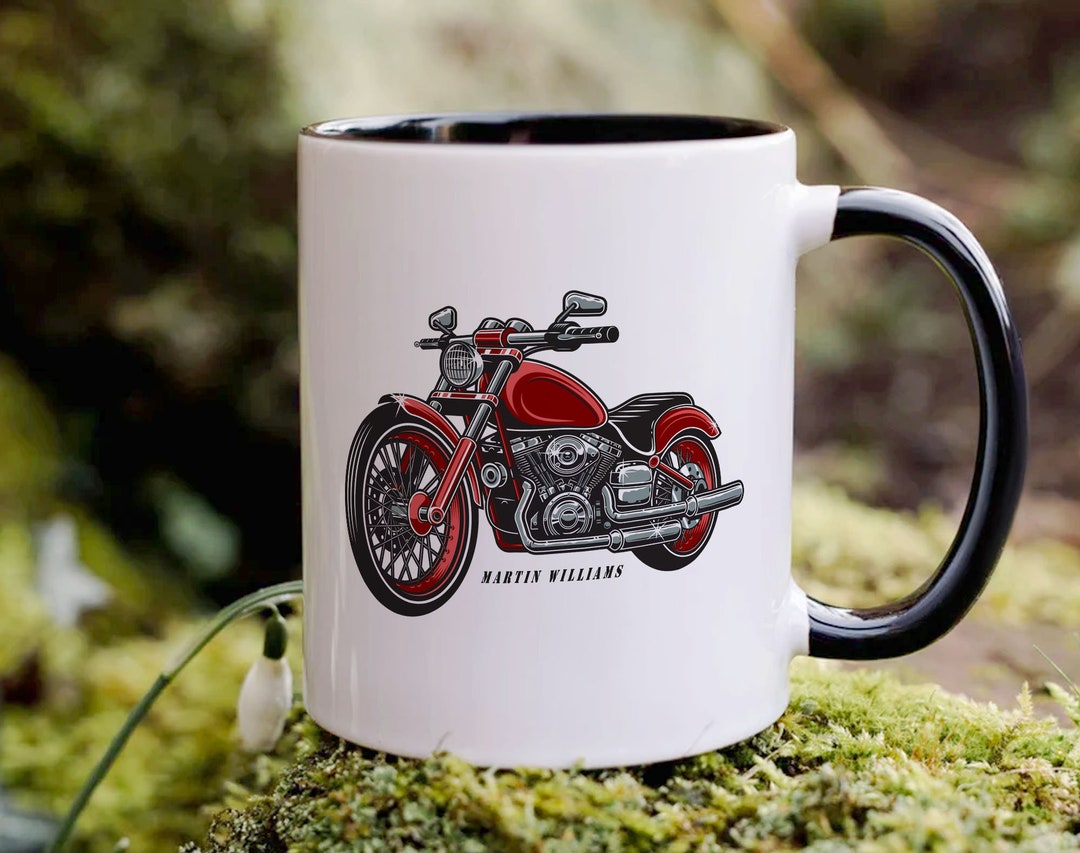 Personalized Motorcyclist Design Coffee Cup, Coffee Mug With Motorcycle ...