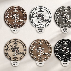 Personalized Coffee Bar Clock Sign, 3D Round Wooden Wall Clock, Custom ...