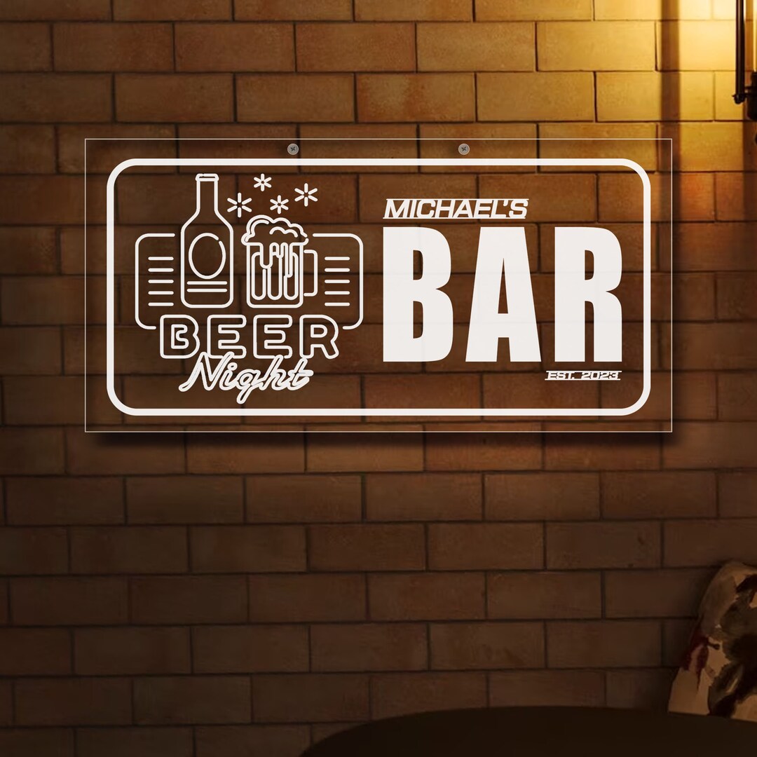 Personalized Clear Acrylic Bar Sign, Custom Bar Sign, Beer Pub, Man ...