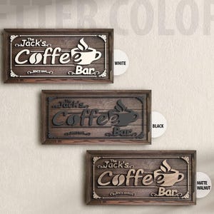 Personalized Handmade Oak Tree Coffee Shop Sign, Custom Wood Coffee Bar ...