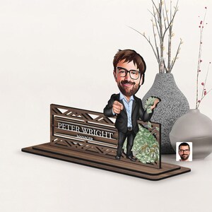 Personalized 3D Wooden Cartoon Name Plate Trinket, Caricature Figurine ...