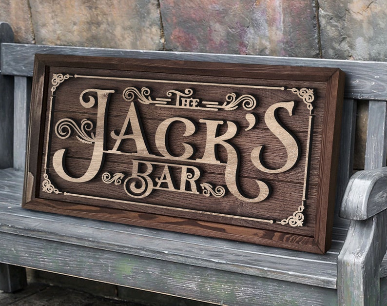 Personalized Handmade Oak Tree Bar Sign Custom Wood Bar Sign - Etsy