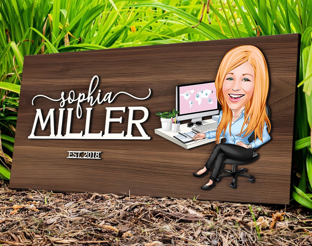 Personalized 3D Wooden Named Cartooned General Manager Sign, CEO ...