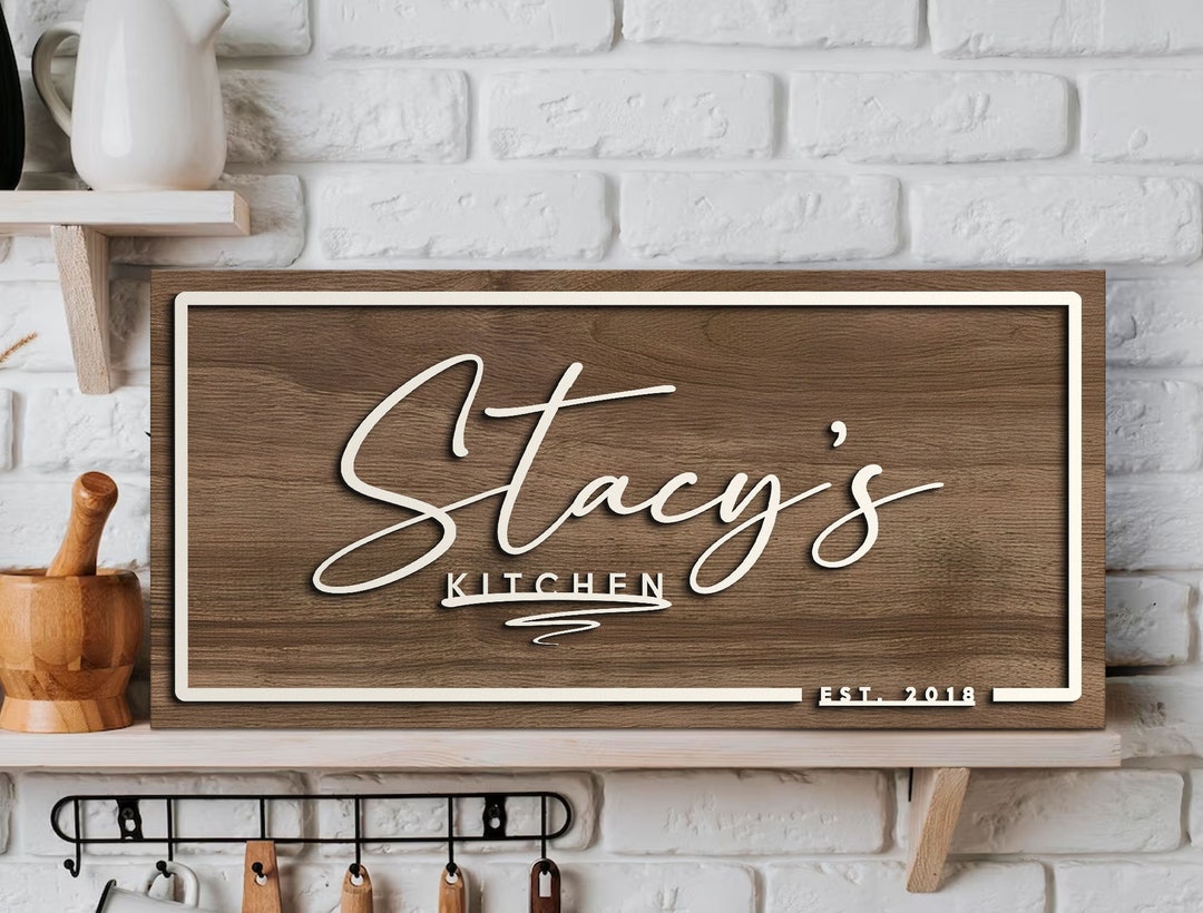 Personalized Name Wood Kitchen Sign Gift, Custom Wood Sign, Home Decor ...