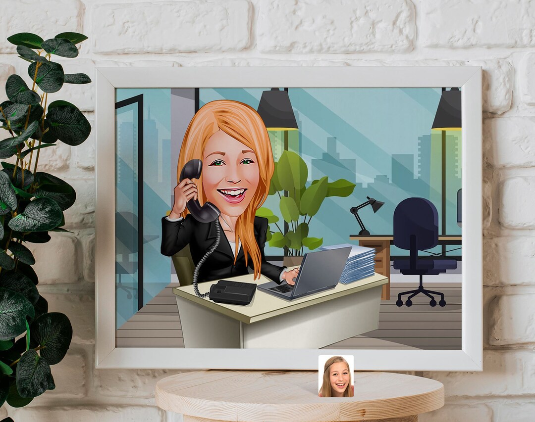 Personalized Assistant, Secretary Cartoon Drawing, Custom Cartoon ...