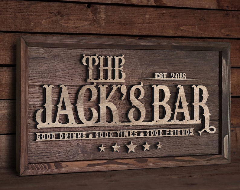 Personalized Handmade Oak Tree Bar Sign Custom Wood Bar Sign - Etsy