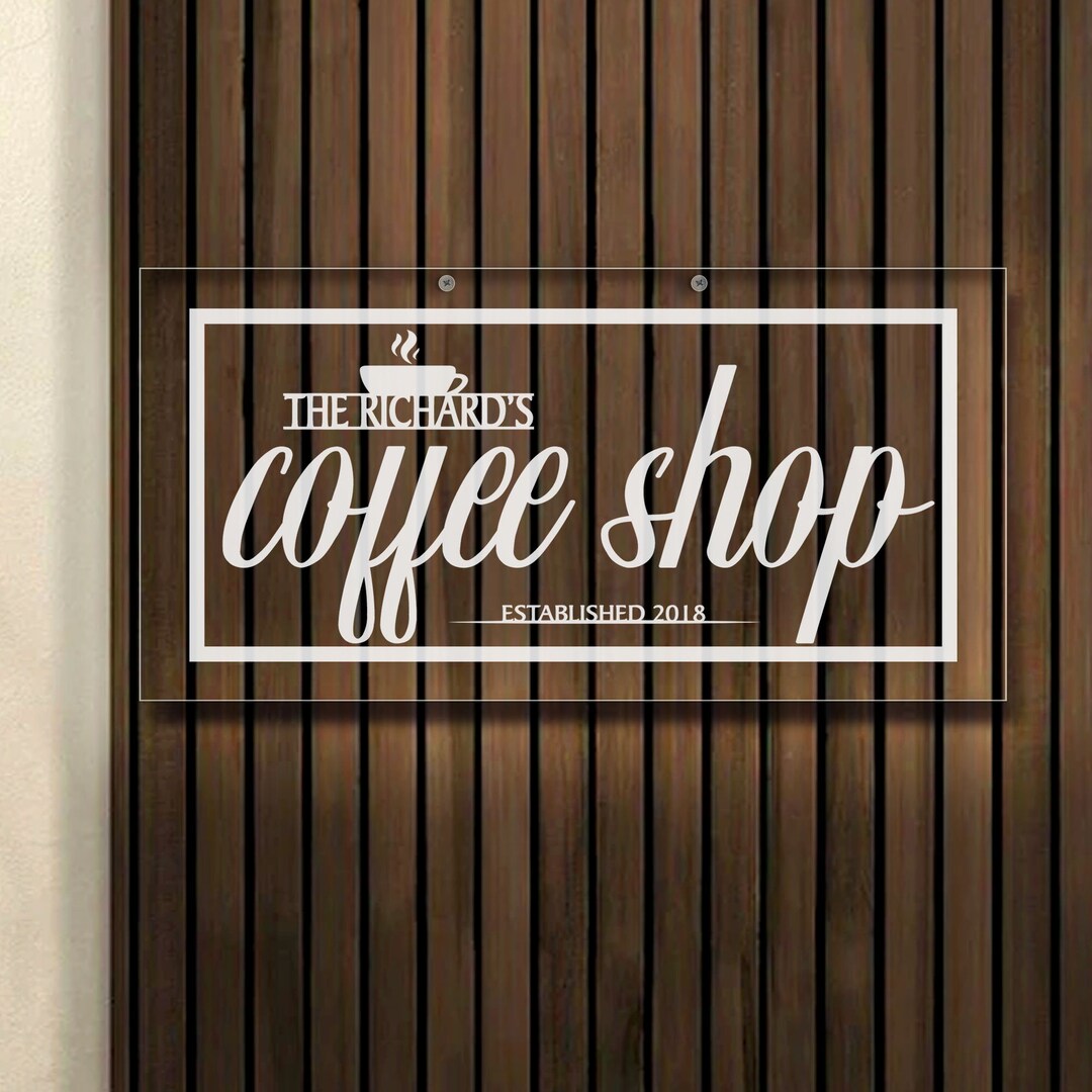 Personalized Clear Acrylic Coffee Bar Sign, Custom Coffee Shop Sign ...