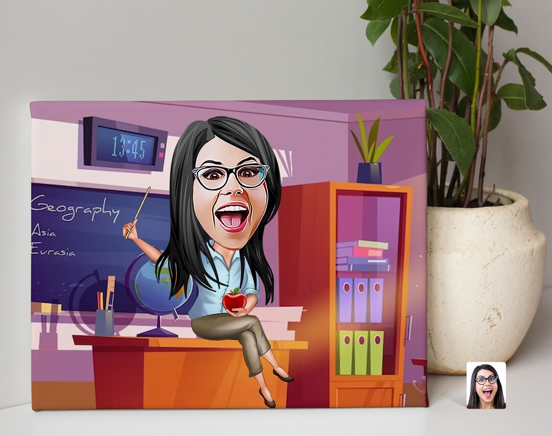 Personalized Classroom Teacher Caricature Drawing, Cartoon From Photo ...