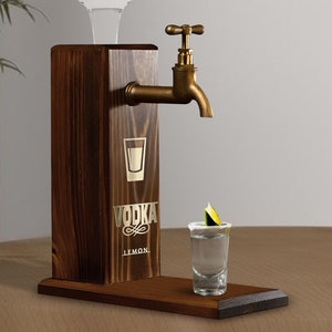 Natural Wood Gilded Mirror Vodka Dispenser, Alcoholic Drink Dispenser ...