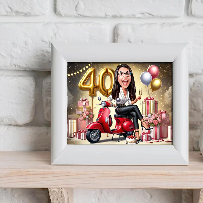 Personalized 40th Cartoon Portrait, 40th Birthday Caricature, Birthday ...