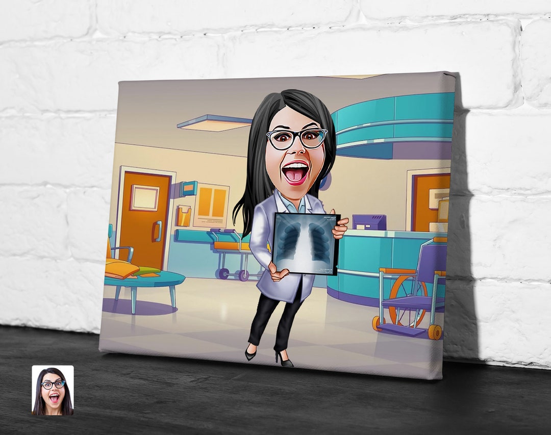 Personalized Doctor Caricature Drawing, Custom Internist Cartoon ...