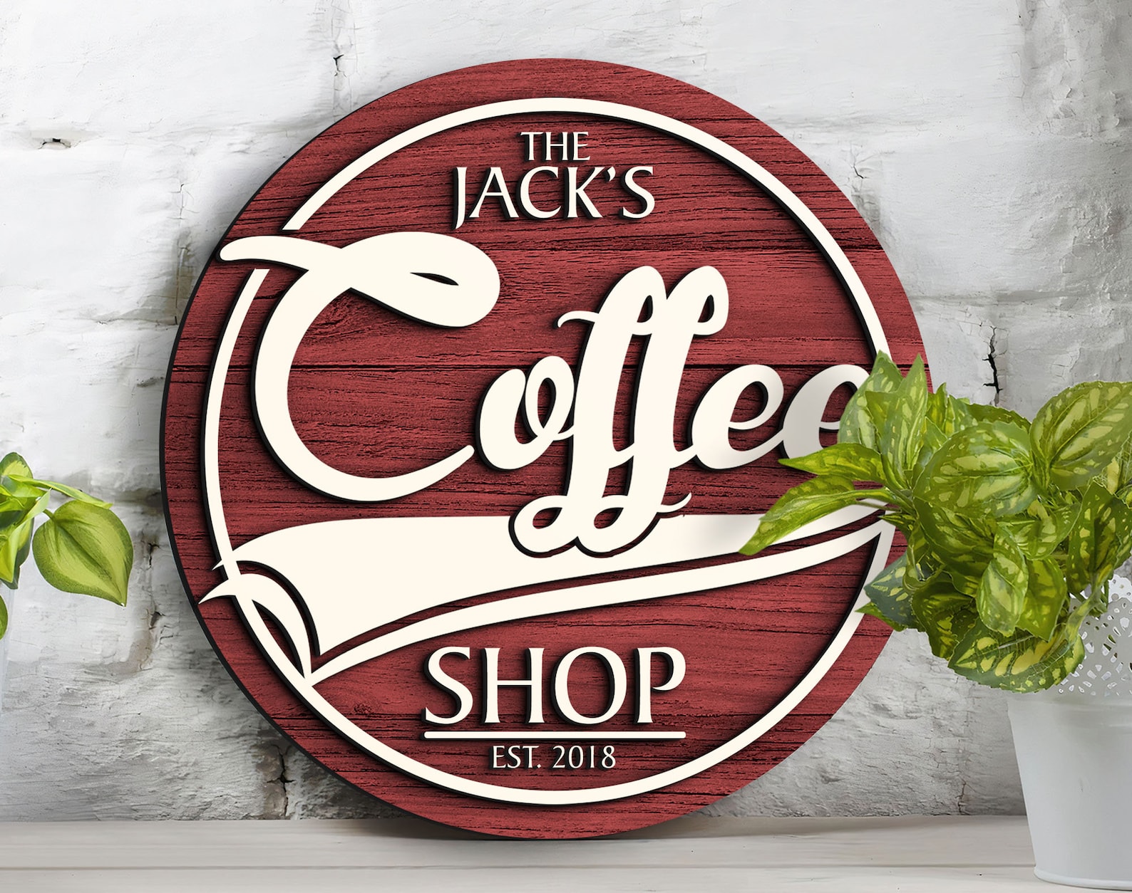 Personalized Coffee Bar Coffee Shop Sign Round Wooden Sign - Etsy