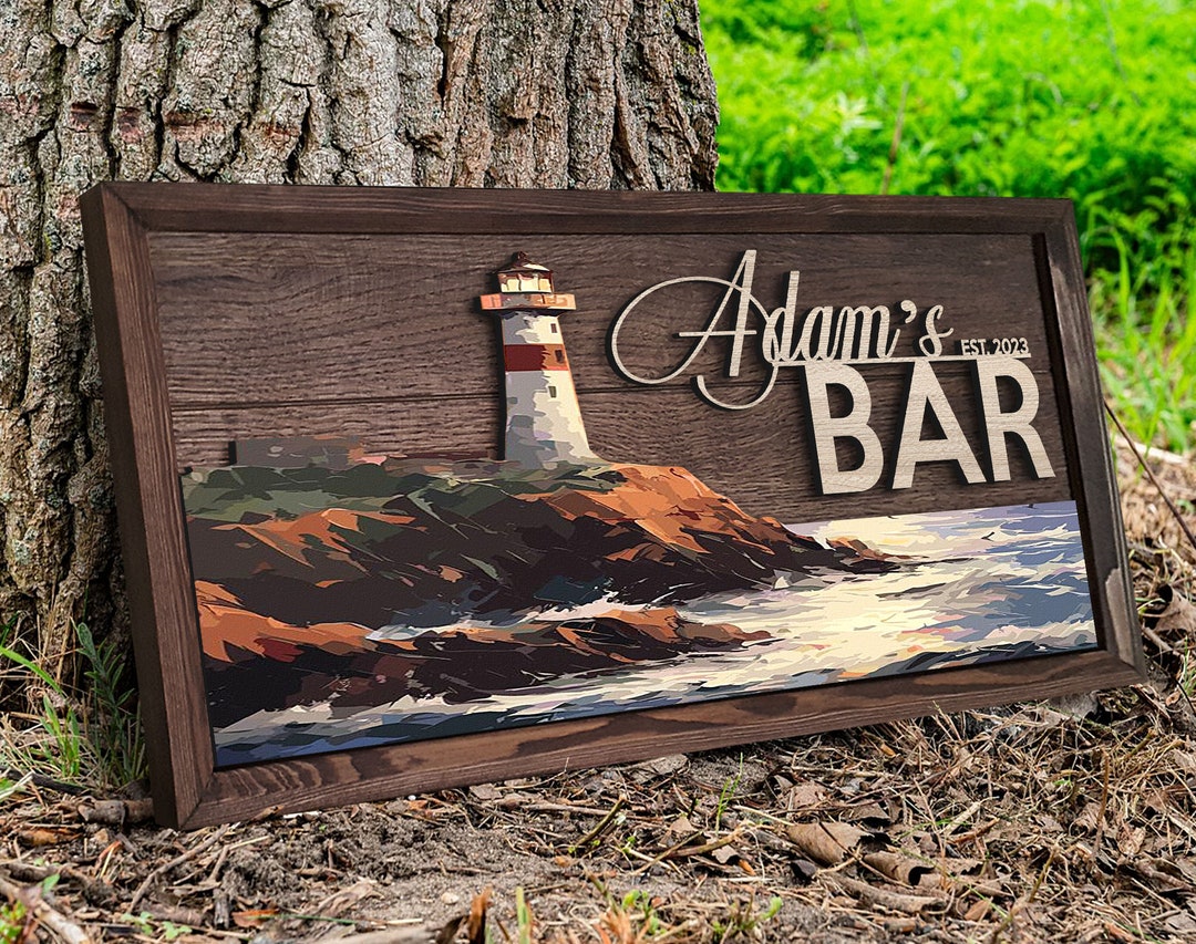 Personalized Handmade Oak Tree Bar Sign Custom Wood Bar Sign - Etsy