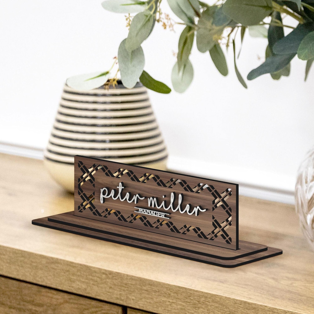 Personalized Handmade 3D Wooden Name Plate, Custom Laser Cut Table Name ...
