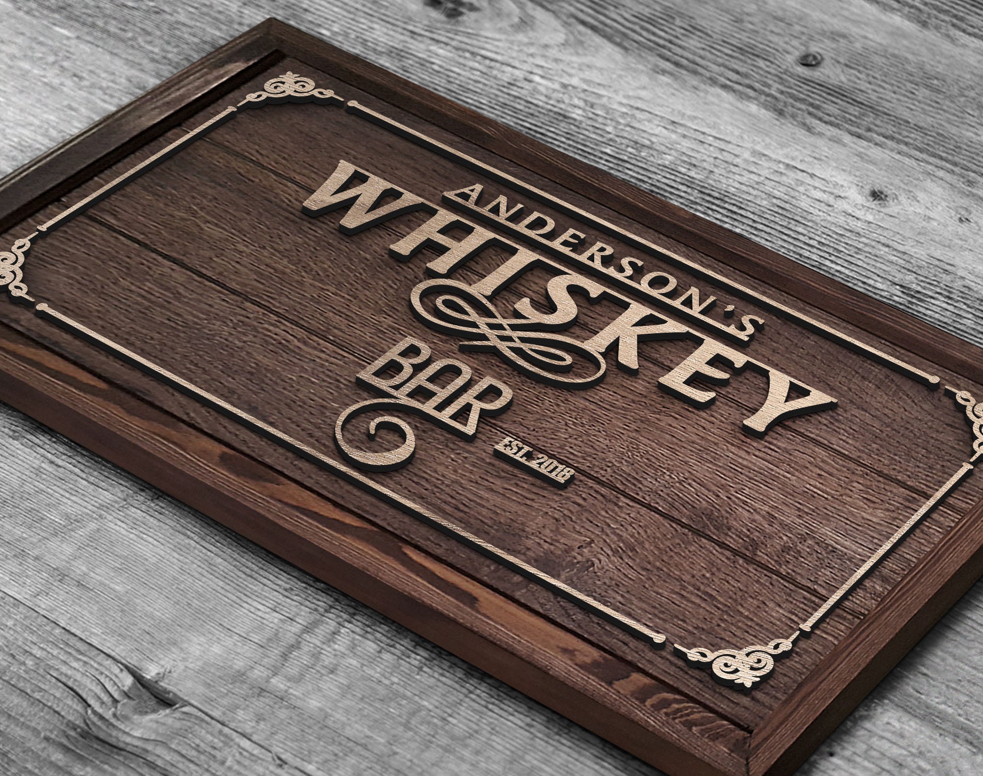 Personalized Handmade Embossed Oak Tree Bar Sign Custom Wood - Etsy