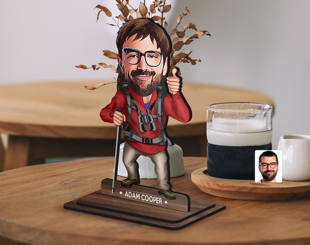 Personalized 3D Wooden Cartoon Traveler Figurine Trinket, Christmas ...